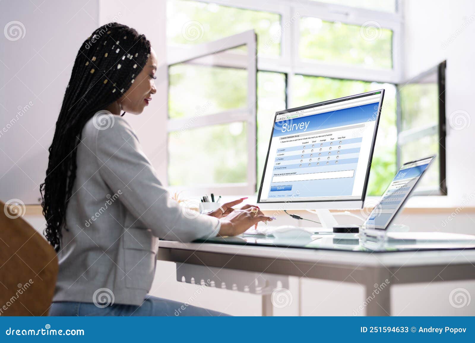 Customer Research Survey Questionnaire on Computer Stock Image - Image ...