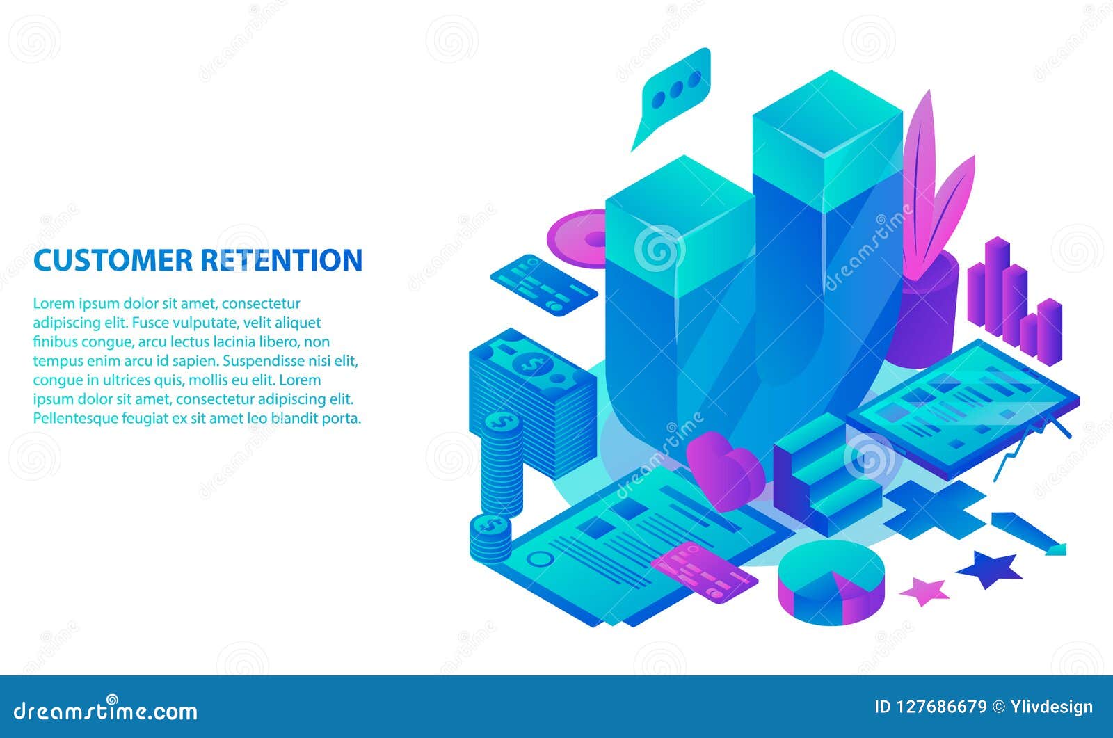 Customer Retention Concept Background, Isometric Style Stock Vector ...