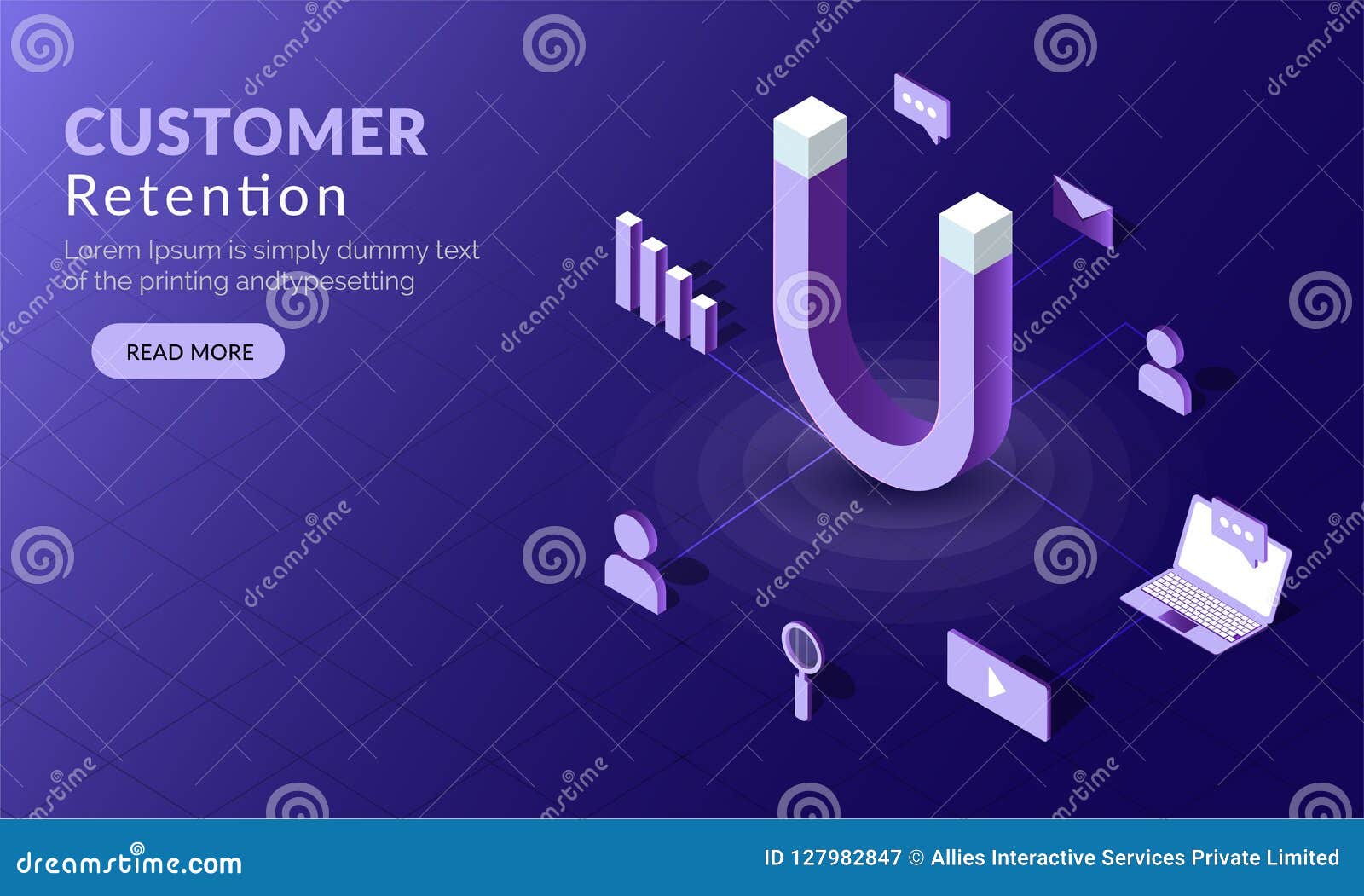 Customer Retention Concept Based Web Template Design, 3D Magnet Stock ...