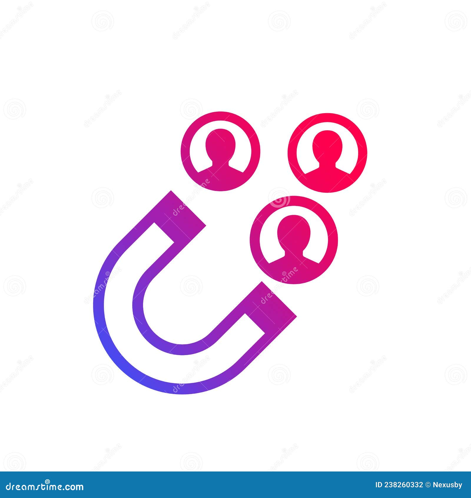 Customer Retention Icon with Magnet and Clients Stock Vector ...