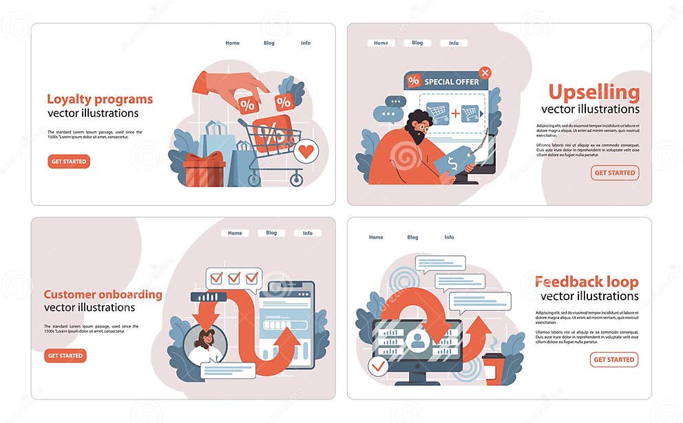 Customer Retention Set. Engaging Visuals Depicting Loyalty Program ...