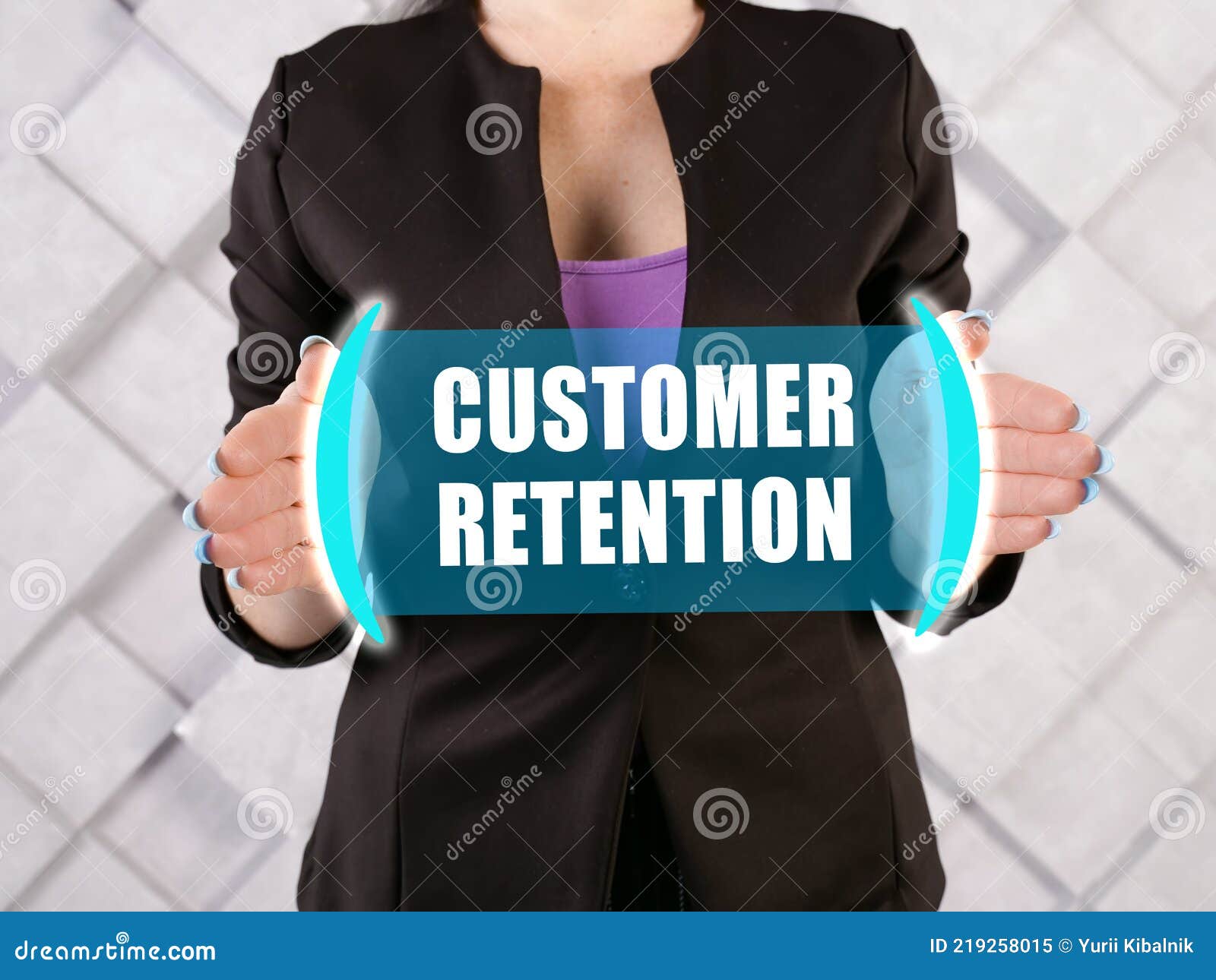 CUSTOMER RETENTION Text in Futuristic Screen Stock Image - Image of ...