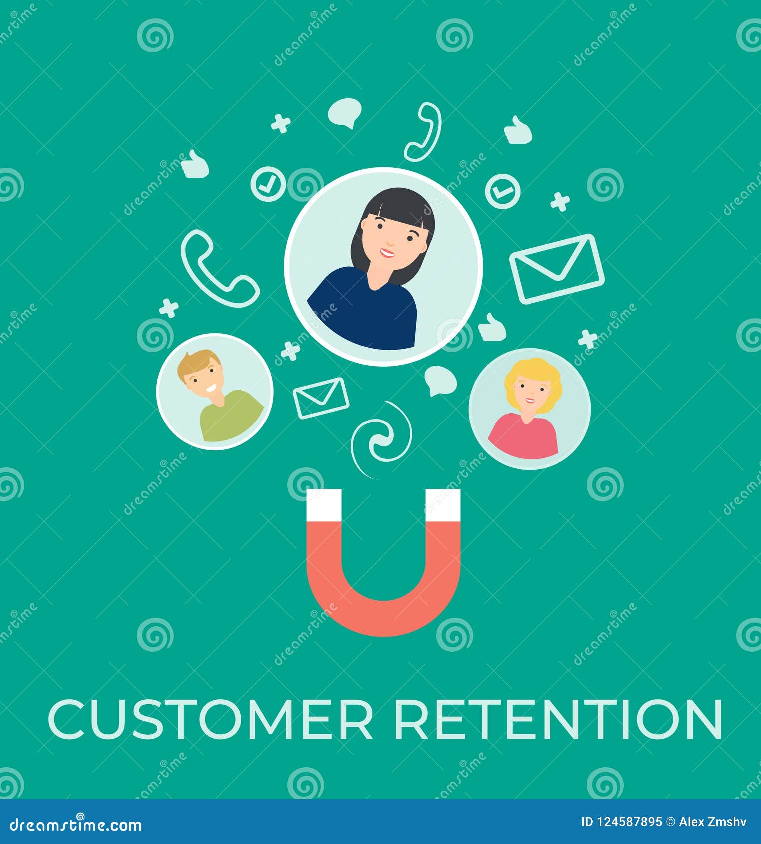 Customer Retention Vector Flat Illustration Stock Vector - Illustration ...