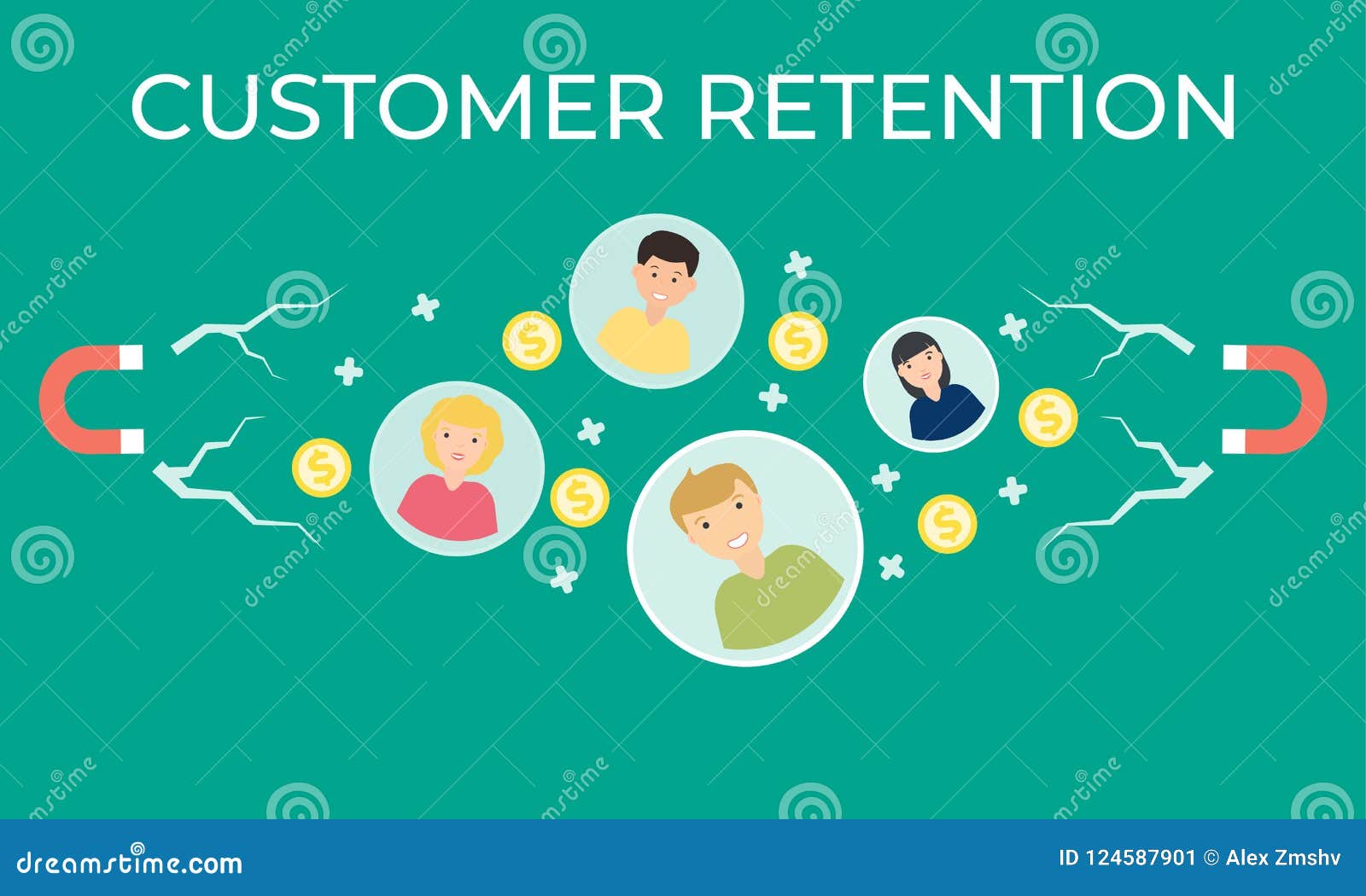 Customer Retention Vector Flat Illustration Stock Vector - Illustration ...