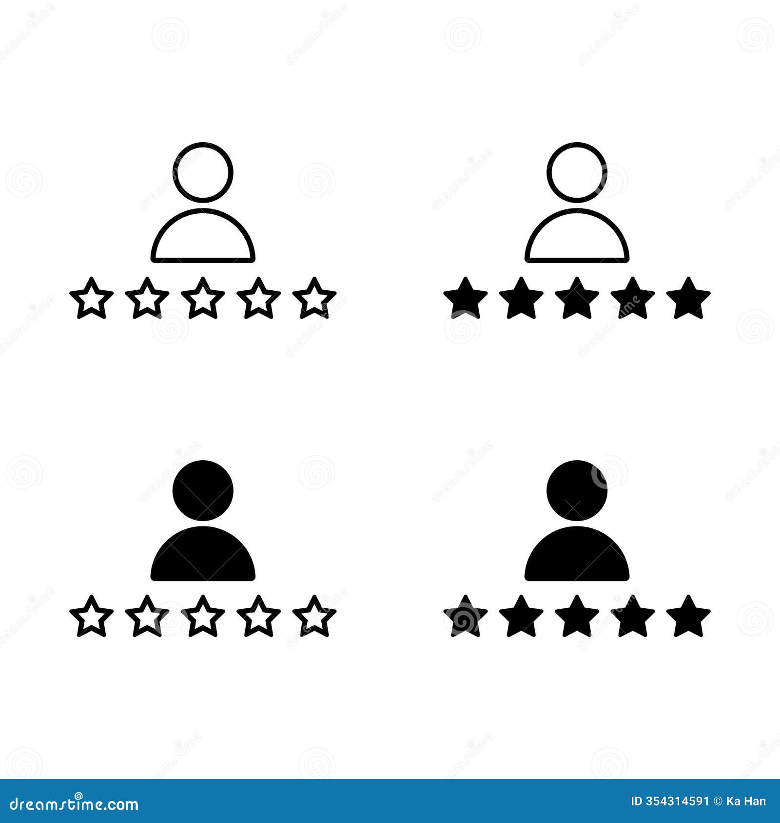 Customer Review Avatar Icon Set. Feedback Profile with Five Star Sign ...