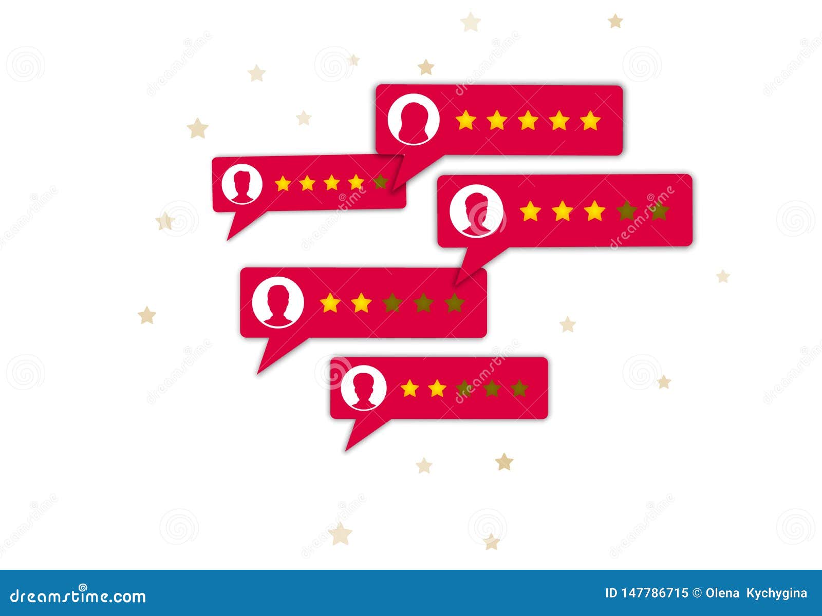 Customer Review Concept. 5 Star Rating System, Group of Red Bubble ...