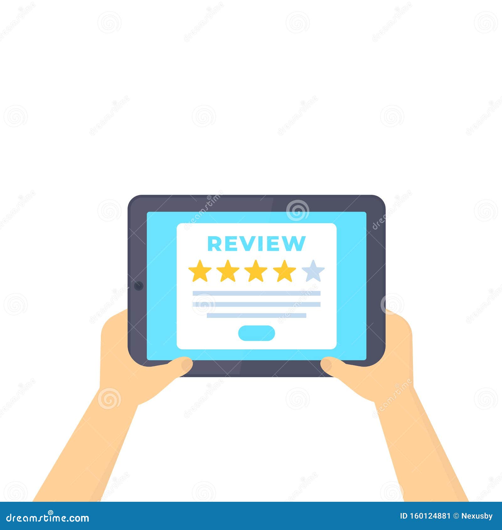 Customer Review, Feedback, Tablet in Hands Stock Vector - Illustration ...