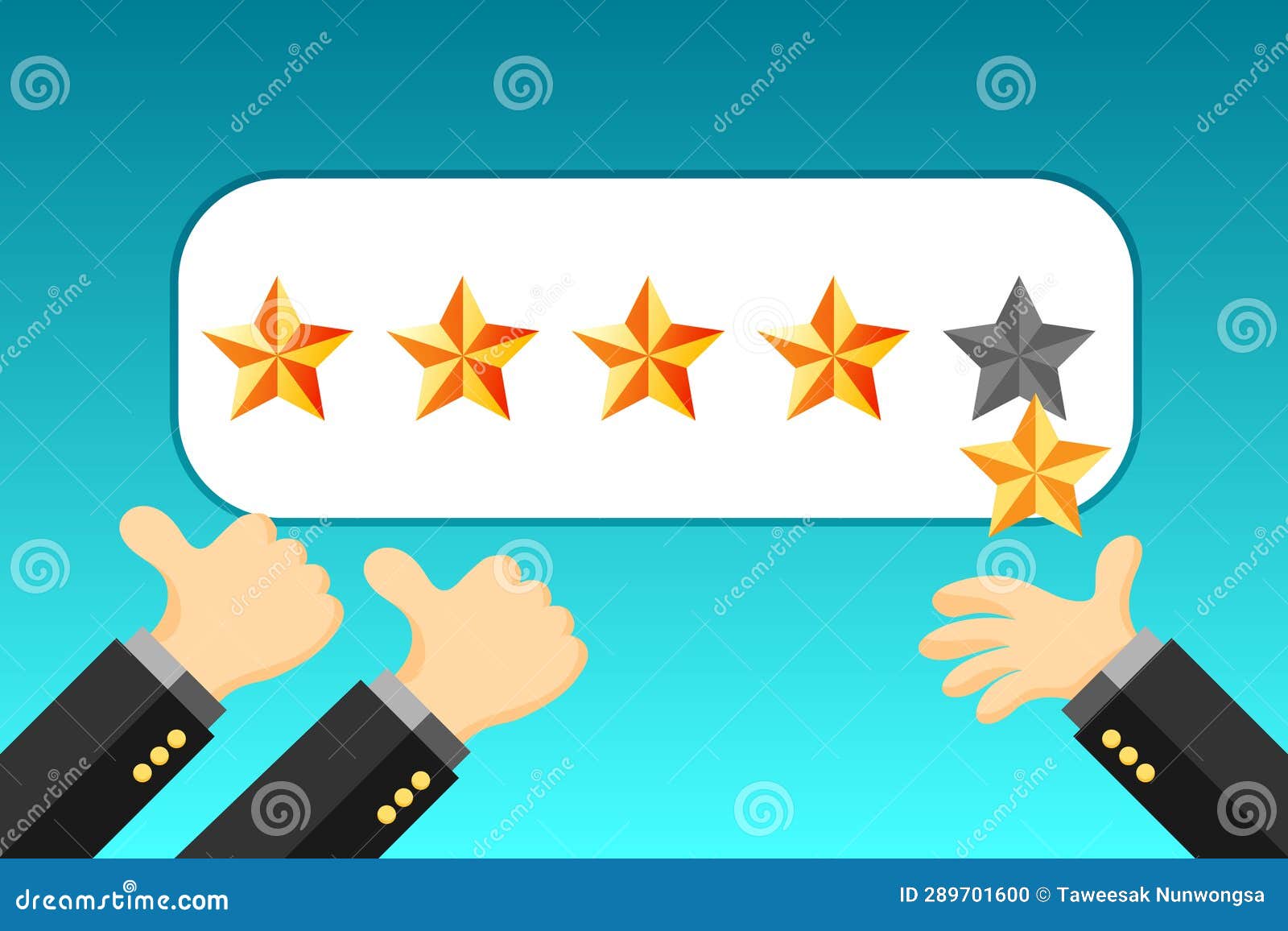 Customer Review Give a Five Star in Bubble Box. Positive Feedback ...