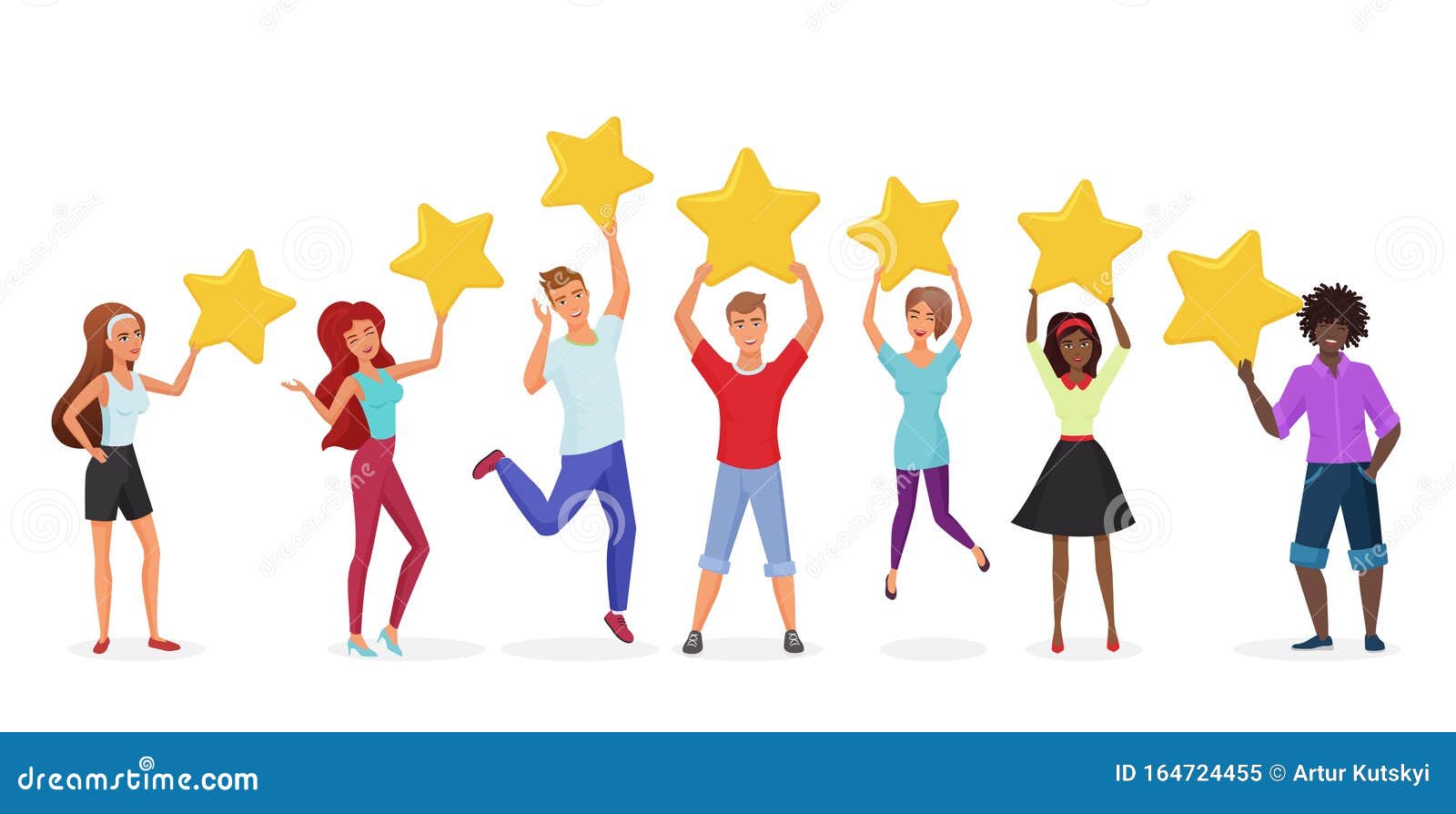 Customer Reviews Flat Vector Banner Template Happy Users Holding
