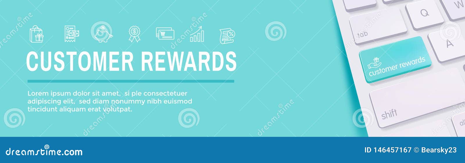 Customer Rewards Icon Set and Web Header Banner Design Stock Vector ...