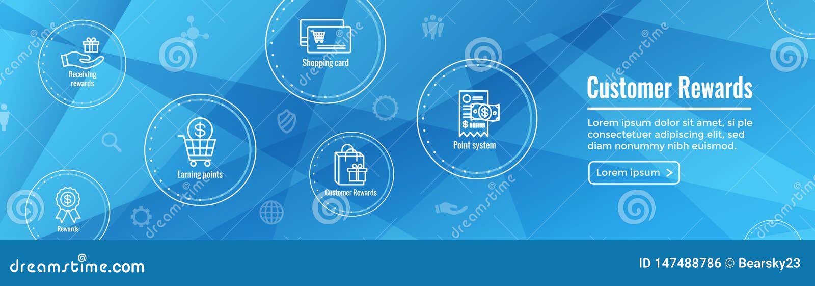 Customer Rewards Icon Set and Web Header Banner Design Stock Vector ...