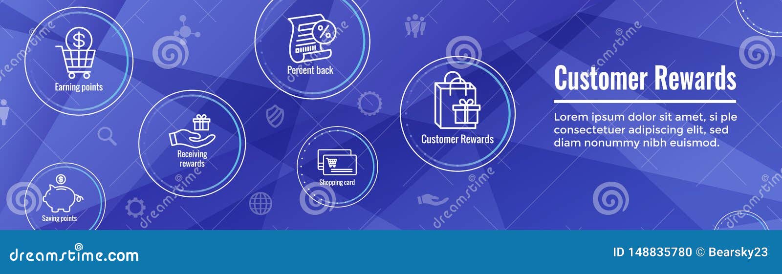 Customer Rewards Icon Set and Web Header Banner Design Stock Vector ...