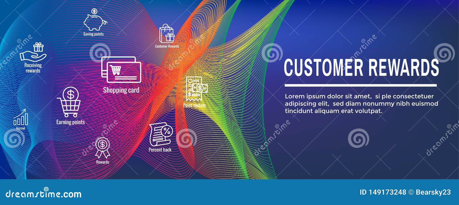 Customer Rewards Icon Set and Web Header Banner Design Stock Vector ...