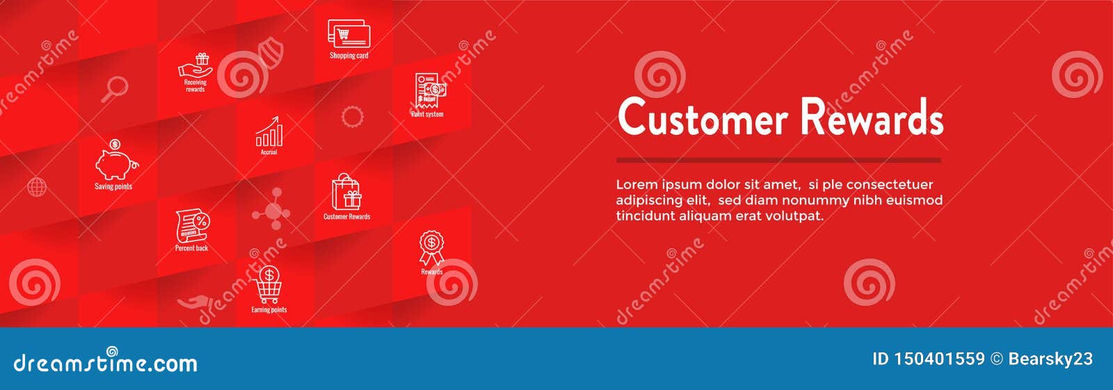 Customer Rewards Icon Set and Web Header Banner Design Stock Vector ...