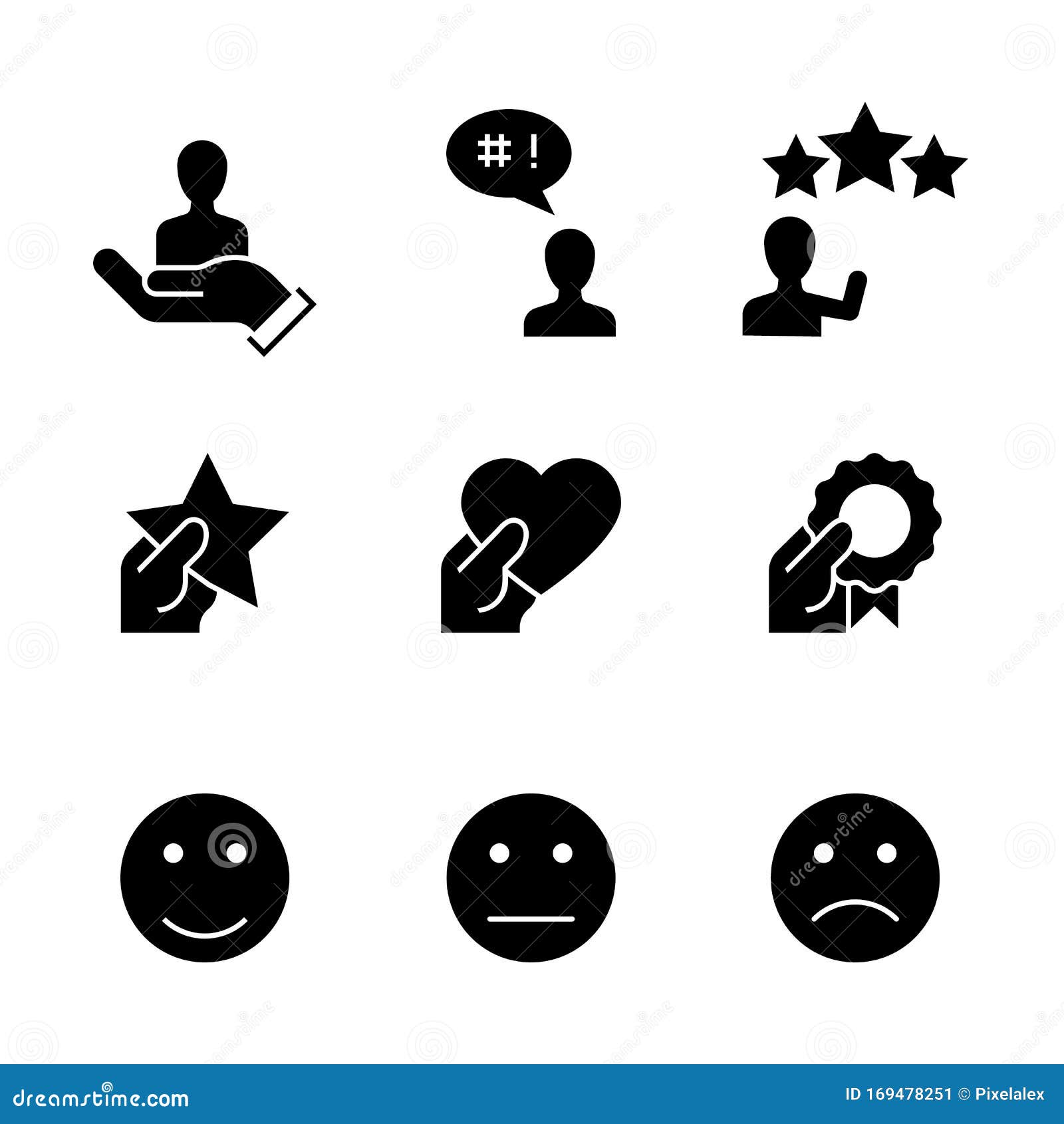 Customer Satisfaction Black Icons on White Background Stock Vector ...