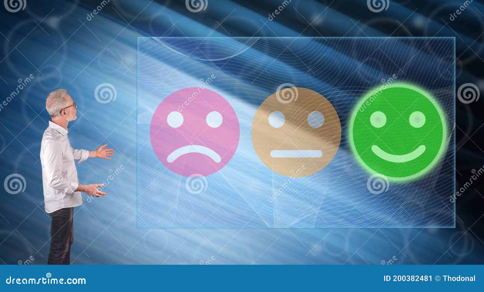 A Customer Satisfaction Concept Explained by a Businessman on a Wall ...