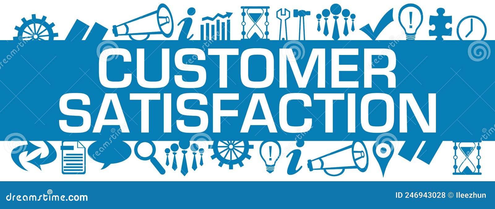 Customer Satisfaction Blue Business Symbols Top Bottom Horizontal Stock ...