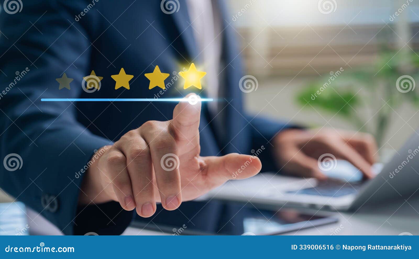 Customer Satisfaction, Digital Rating Concept. Businessman in a Suit ...