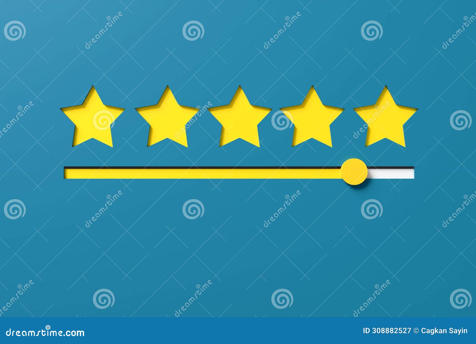 Customer Satisfaction Or Evaluation Meter With Five Star Rating On Blue ...