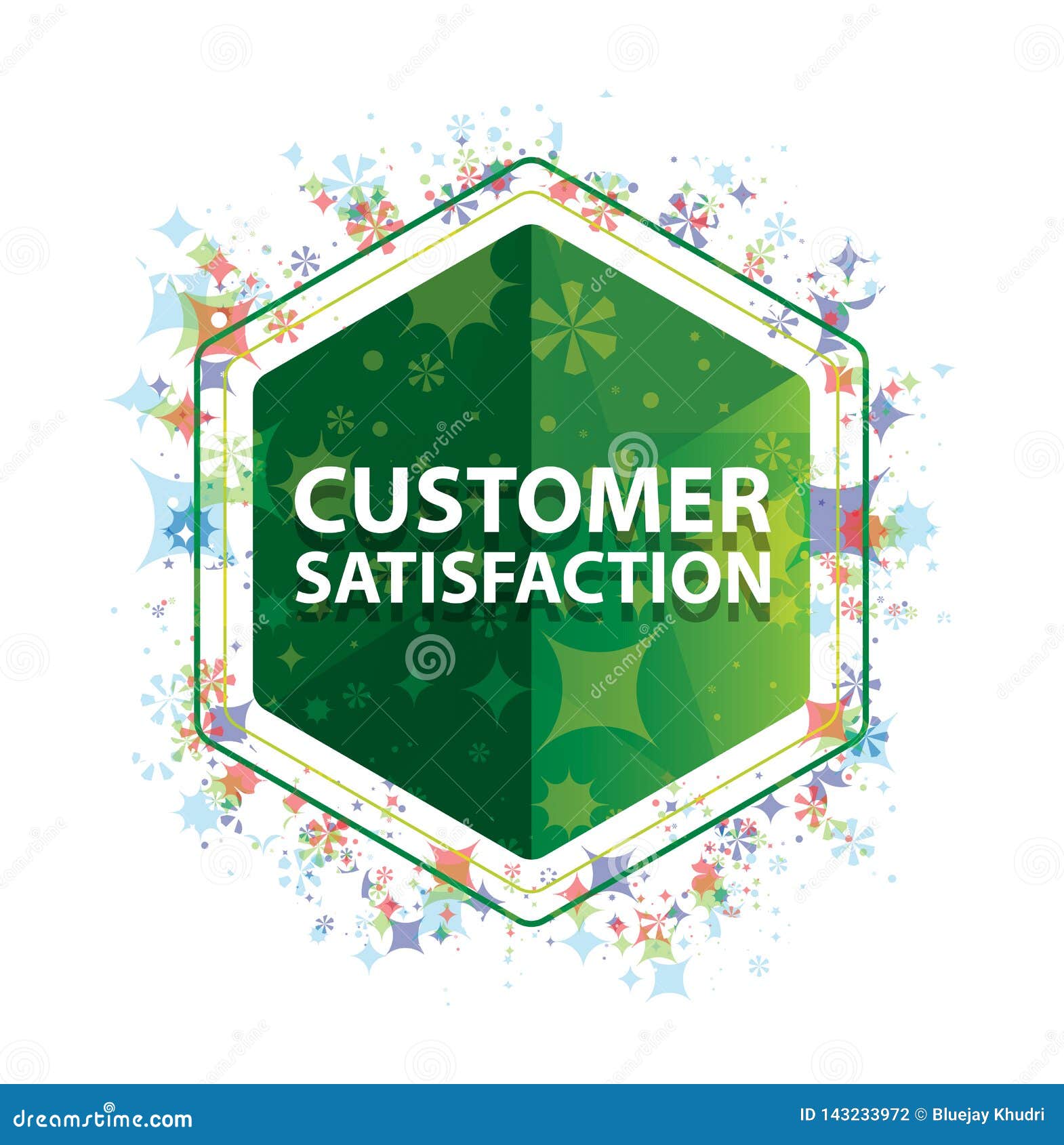 Customer Satisfaction Floral Plants Pattern Green Hexagon Button Stock ...