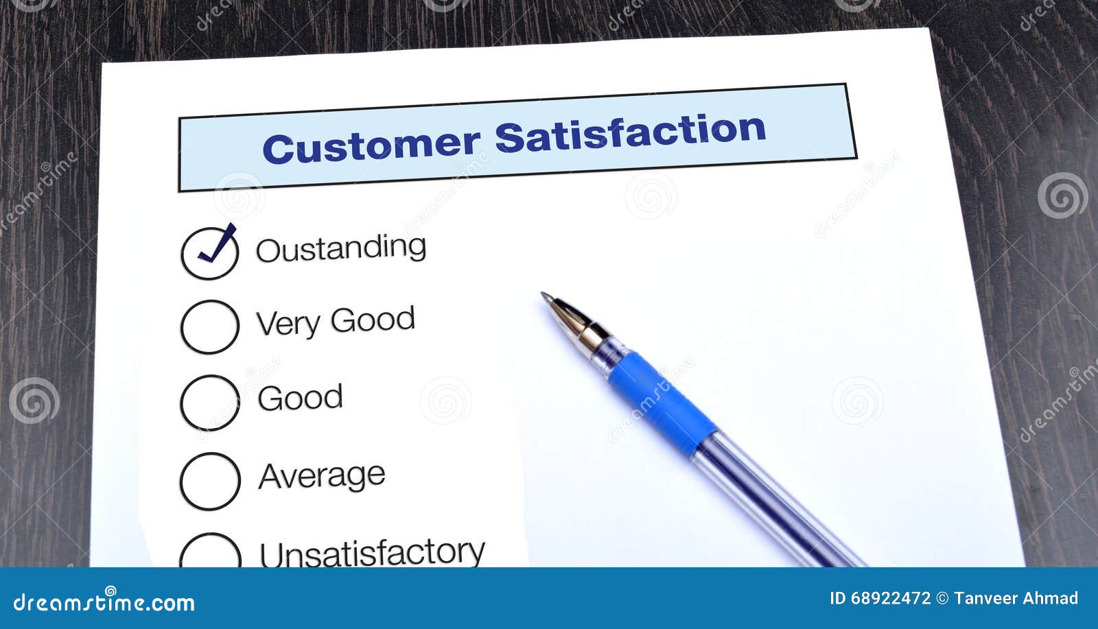 Customer Satisfaction Form with Outstanding Checked Stock Photo - Image ...
