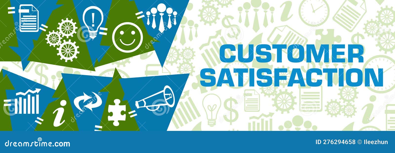 Customer Satisfaction Green Blue Triangles Business Symbols Horizontal ...