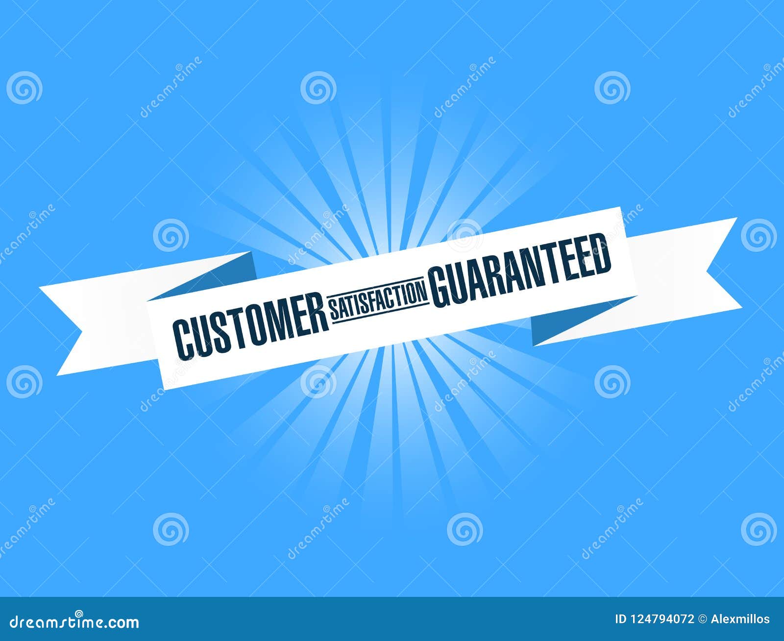 Customer Satisfaction Guaranteed Bright Ribbon Message Stock ...