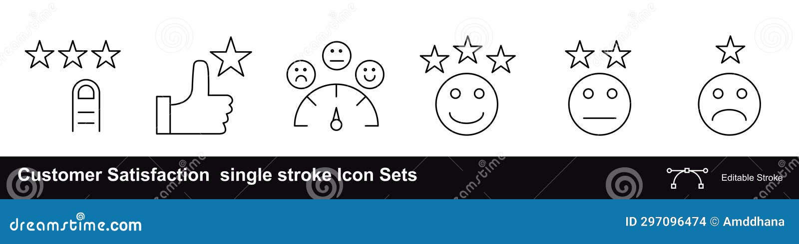 Customer Satisfaction Icon Set Single Stroke Vector Stock Vector ...