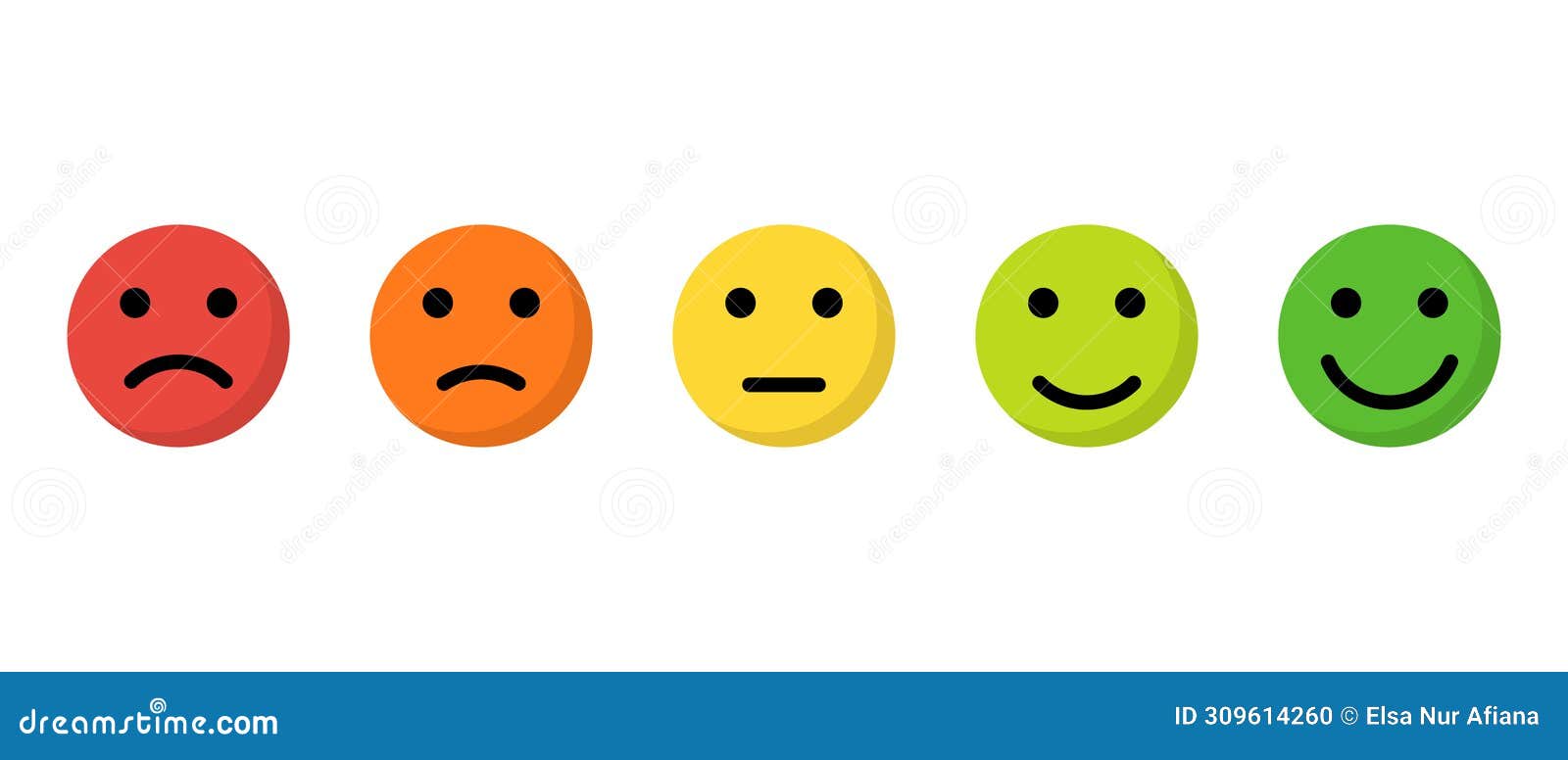 Customer Satisfaction Level Icon in Flat Style. Five Facial Expression ...