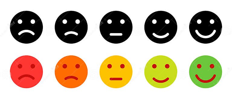 Customer Satisfaction Level Icon Vector. Five Facial Expression of ...