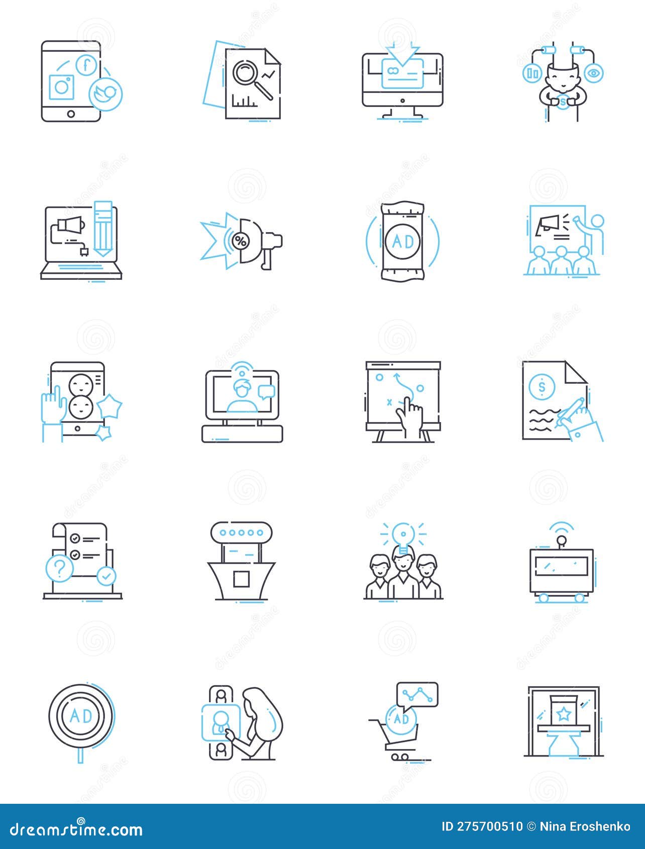 Customer Satisfaction Linear Icons Set. Loyalty, Feedback, Quality ...