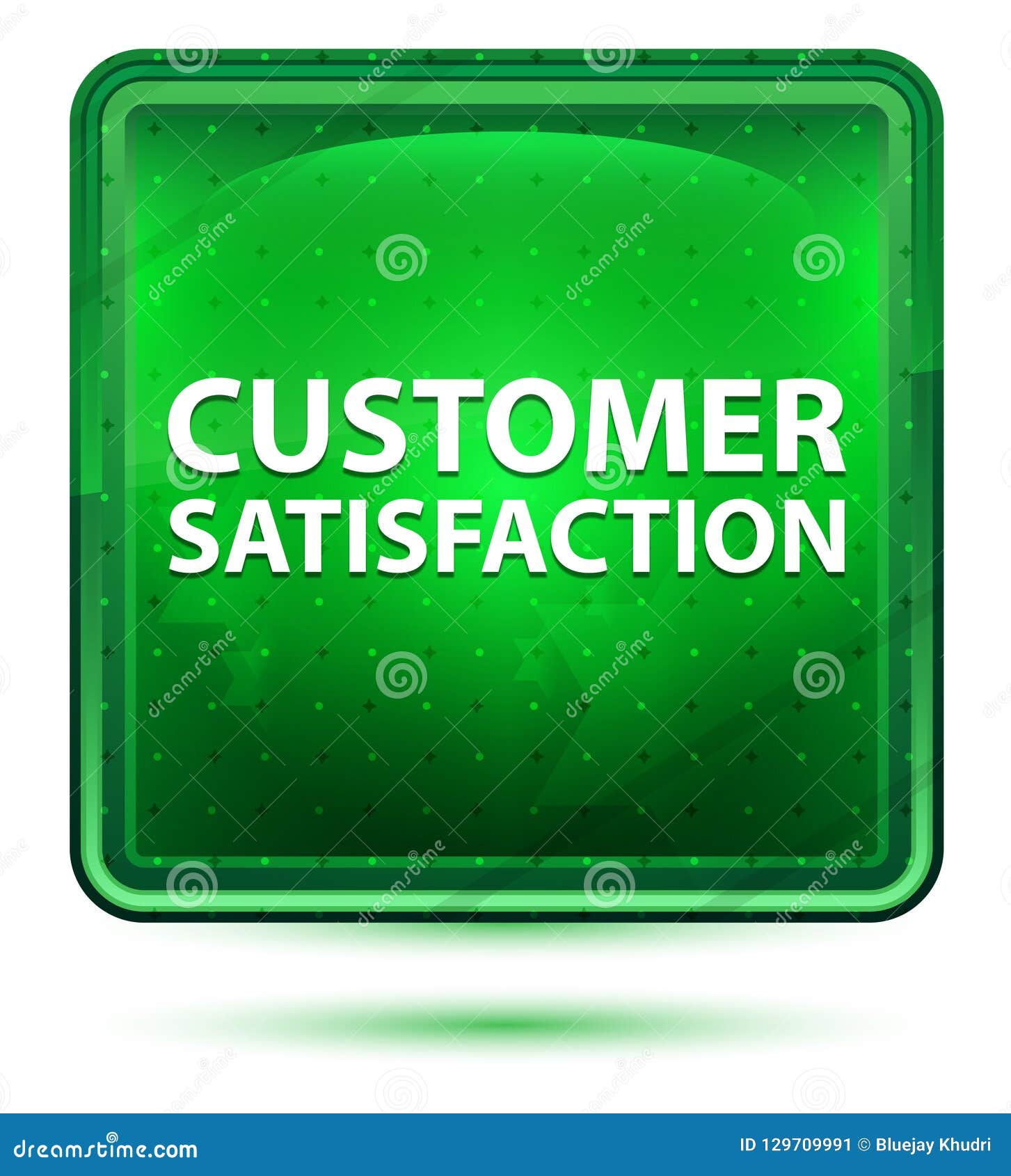 Customer Satisfaction Neon Light Green Square Button Stock Illustration ...