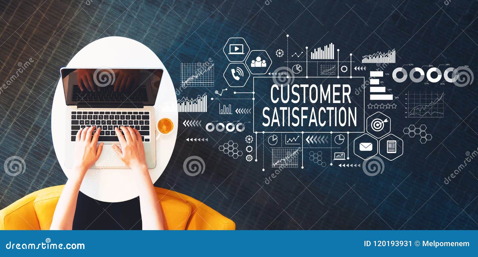 Customer Satisfaction with Person Using a Laptop Stock Illustration ...