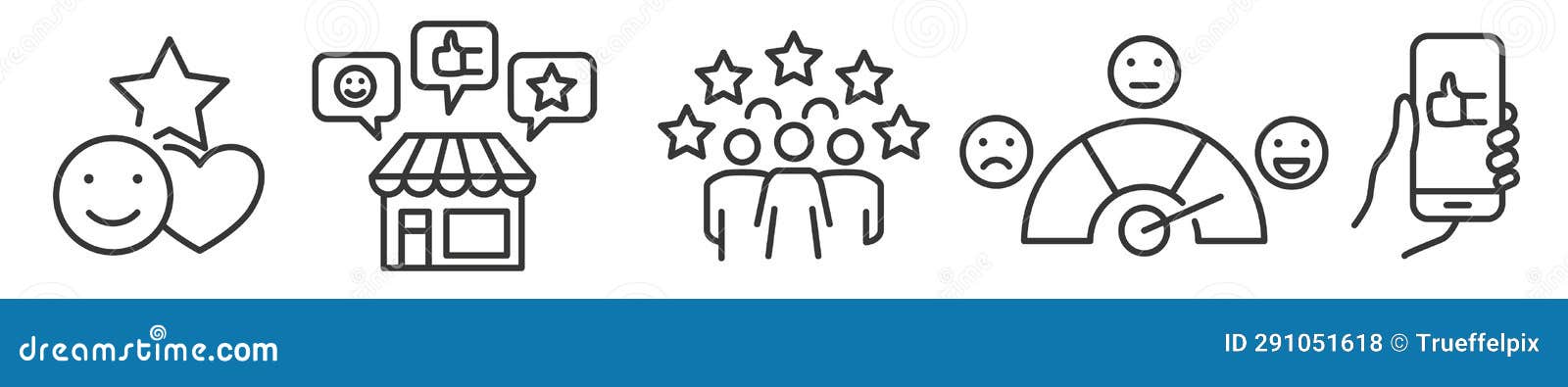 Customer Satisfaction, Recommendation and Review - Thin Line Editable ...