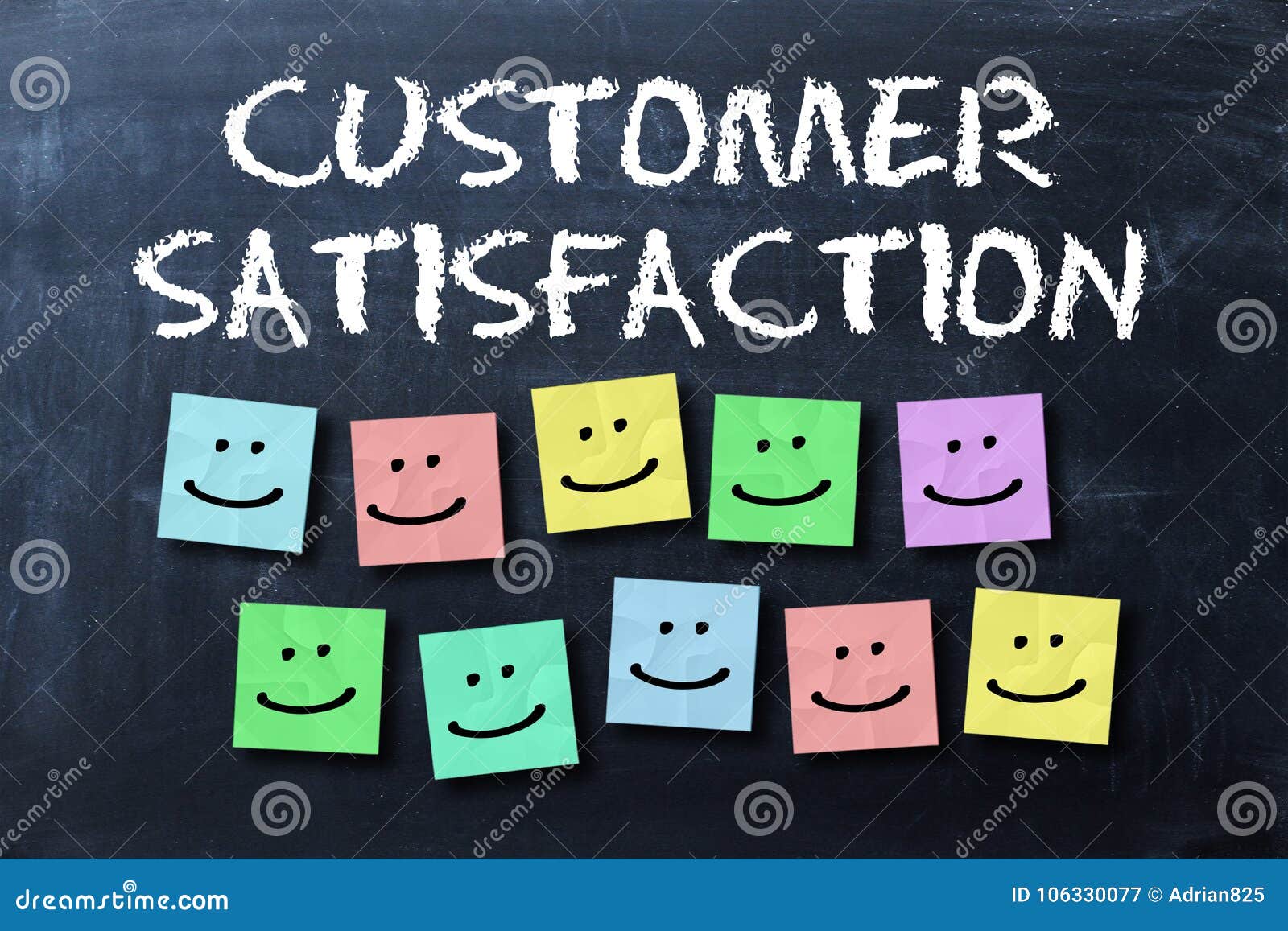Customer Satisfaction Scale with Colored Adhesive Notes on Blackboard ...