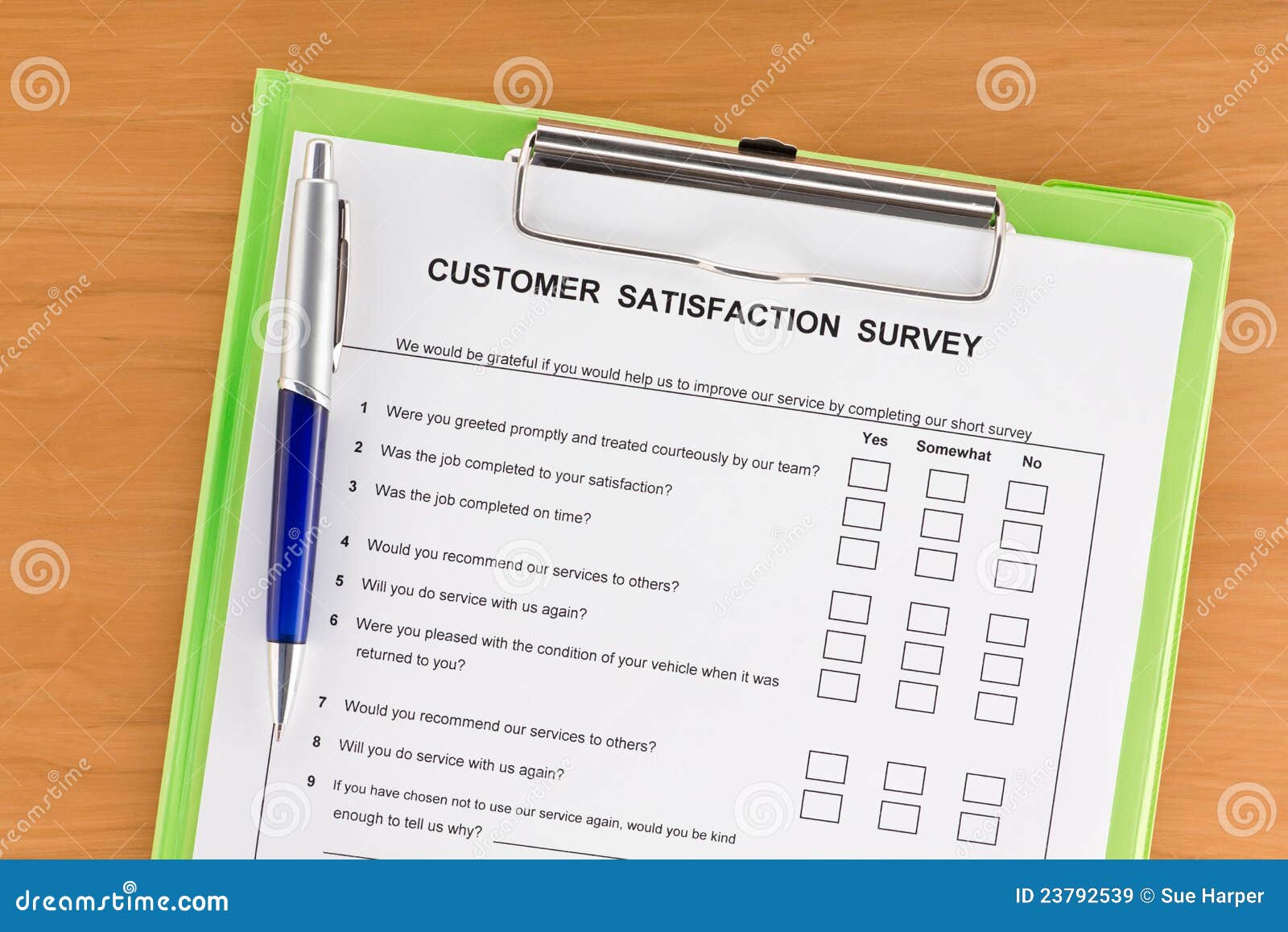 Customer Satisfaction Survey on Clipboard with Pen Stock Image - Image ...