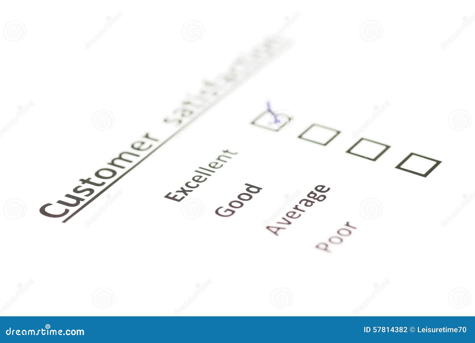 Customer Satisfaction Survey Form with Checked Excellent Stock Photo ...