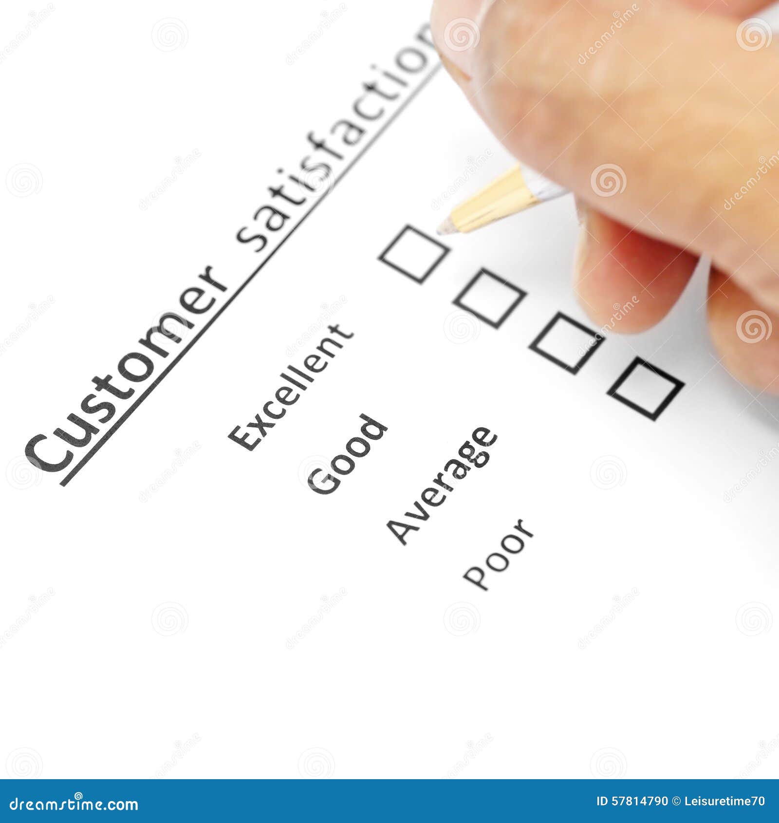 Customer Satisfaction Survey Form with the Pen Checked Excellent Stock ...