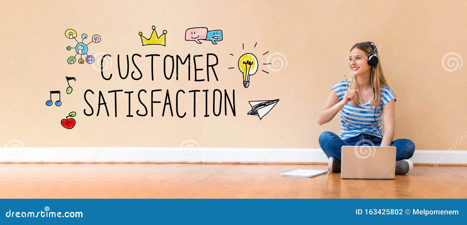 Customer Satisfaction with Woman Using a Laptop Computer Stock Photo ...