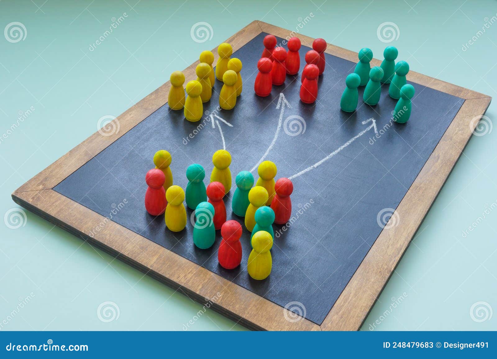 Customer Segmentation Concept. Colorful Figurines and Arrows on the ...