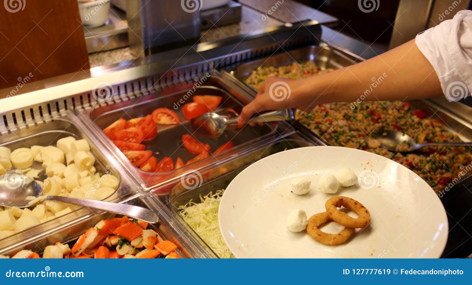 Customer of a Self-service Restaurant Serving His Plate Stock Image ...