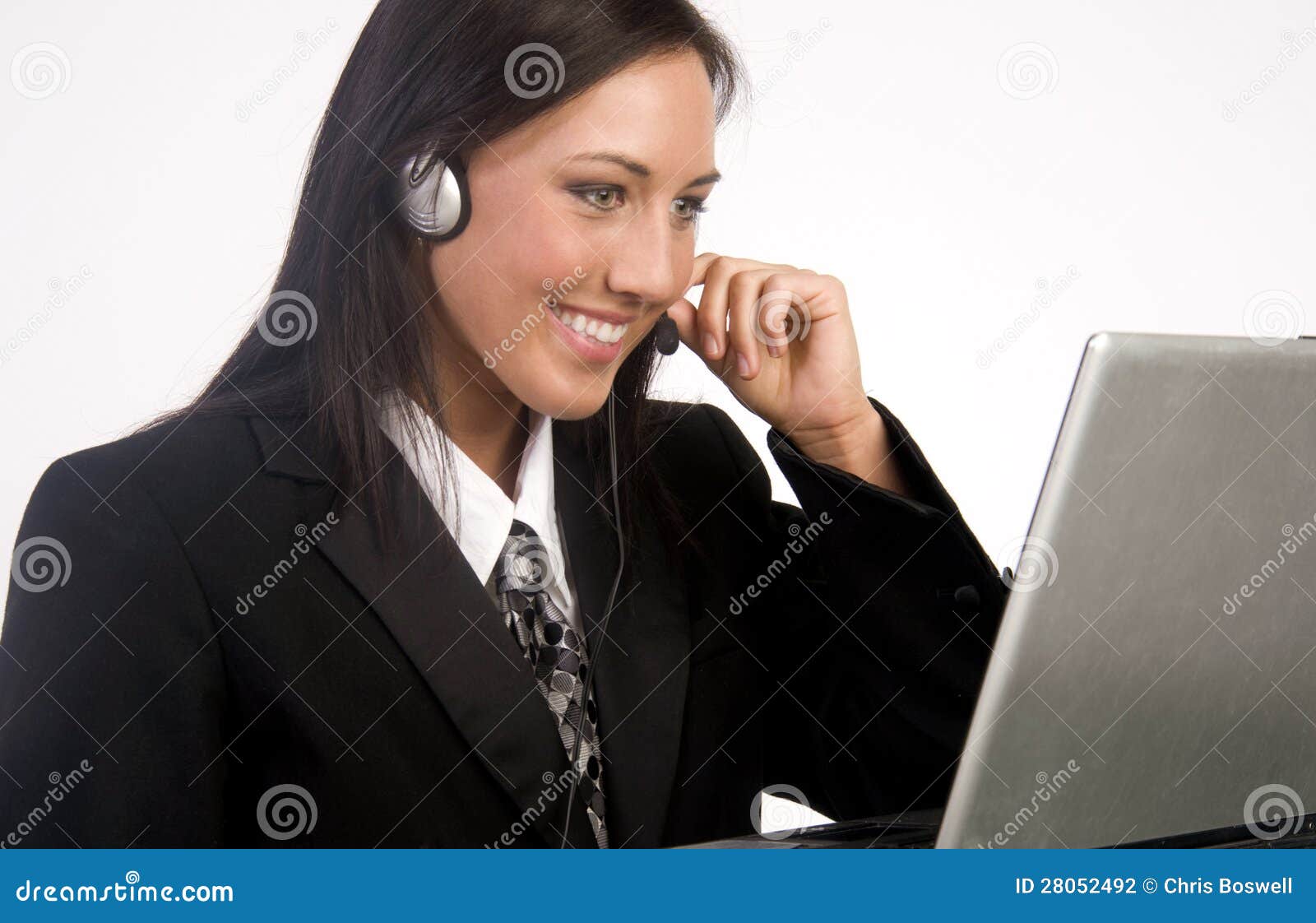 Customer Service Employee on Computer Headset Stock Photo - Image of ...