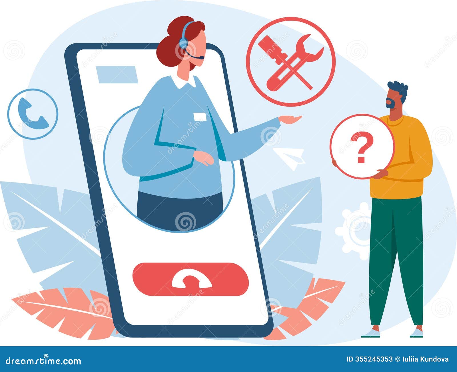 Customer Service Agent Assisting a Client by Demonstrating Settings and ...