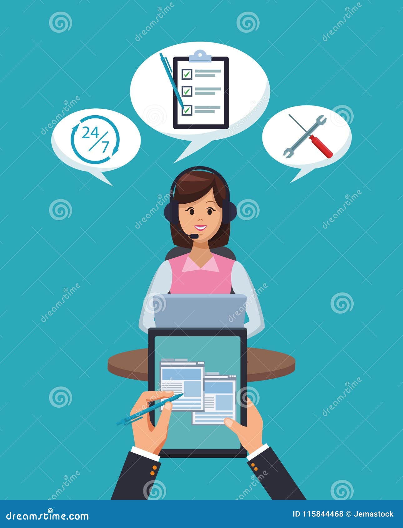 Customer service agent stock vector. Illustration of project - 115844468