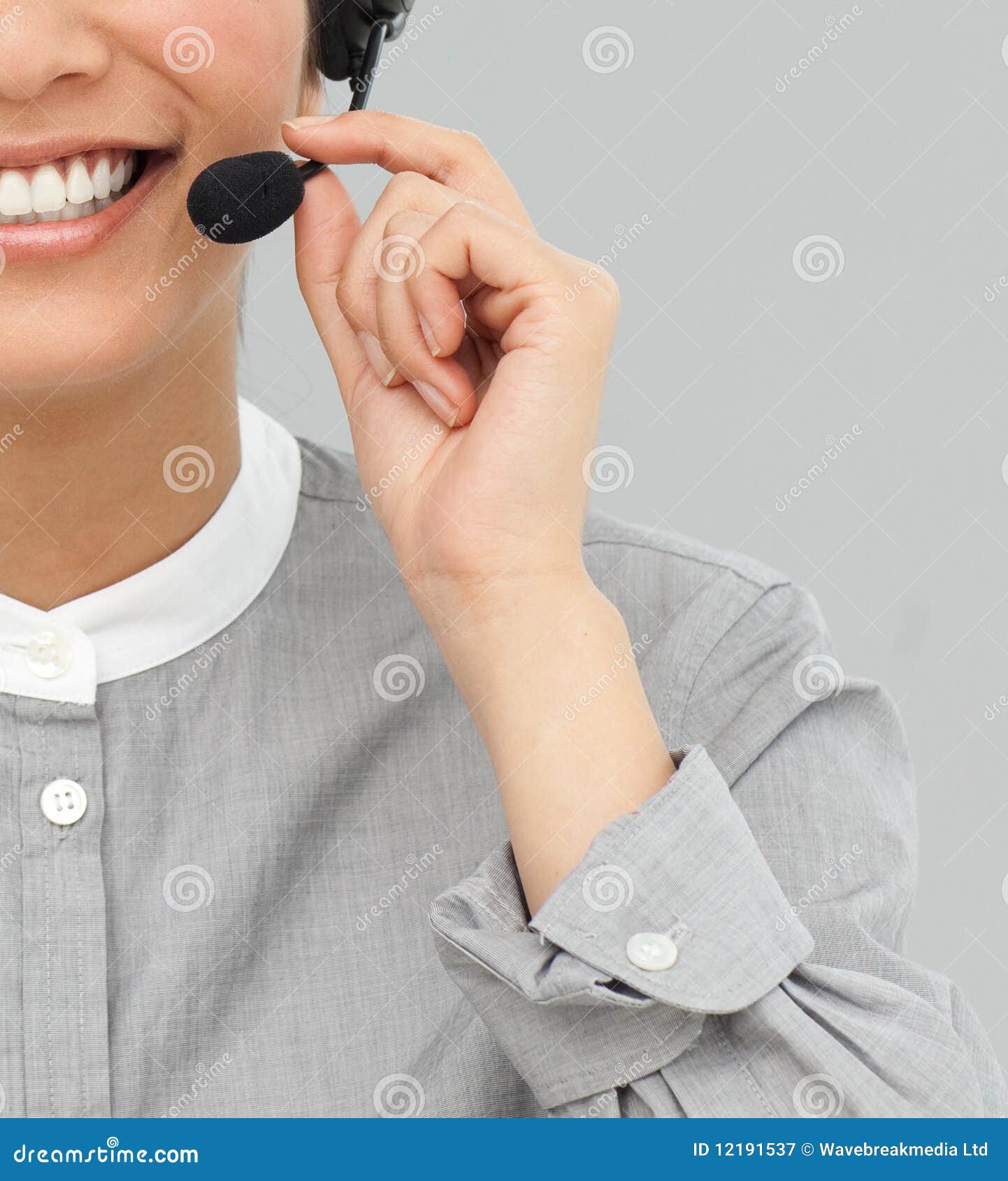 Customer Service Agent with Headset on Smiling Stock Image - Image of ...