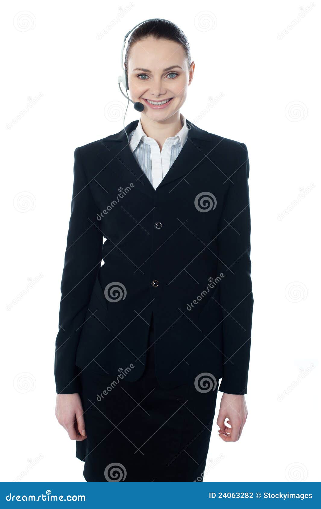 Customer Service Agent with Headsets Stock Photo - Image of headphones ...