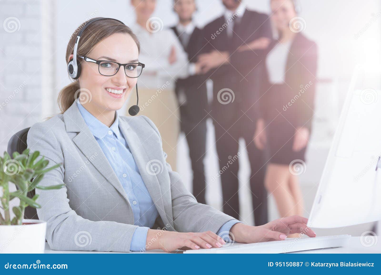 Customer Service Agent and Her Colleagues Stock Image - Image of ...