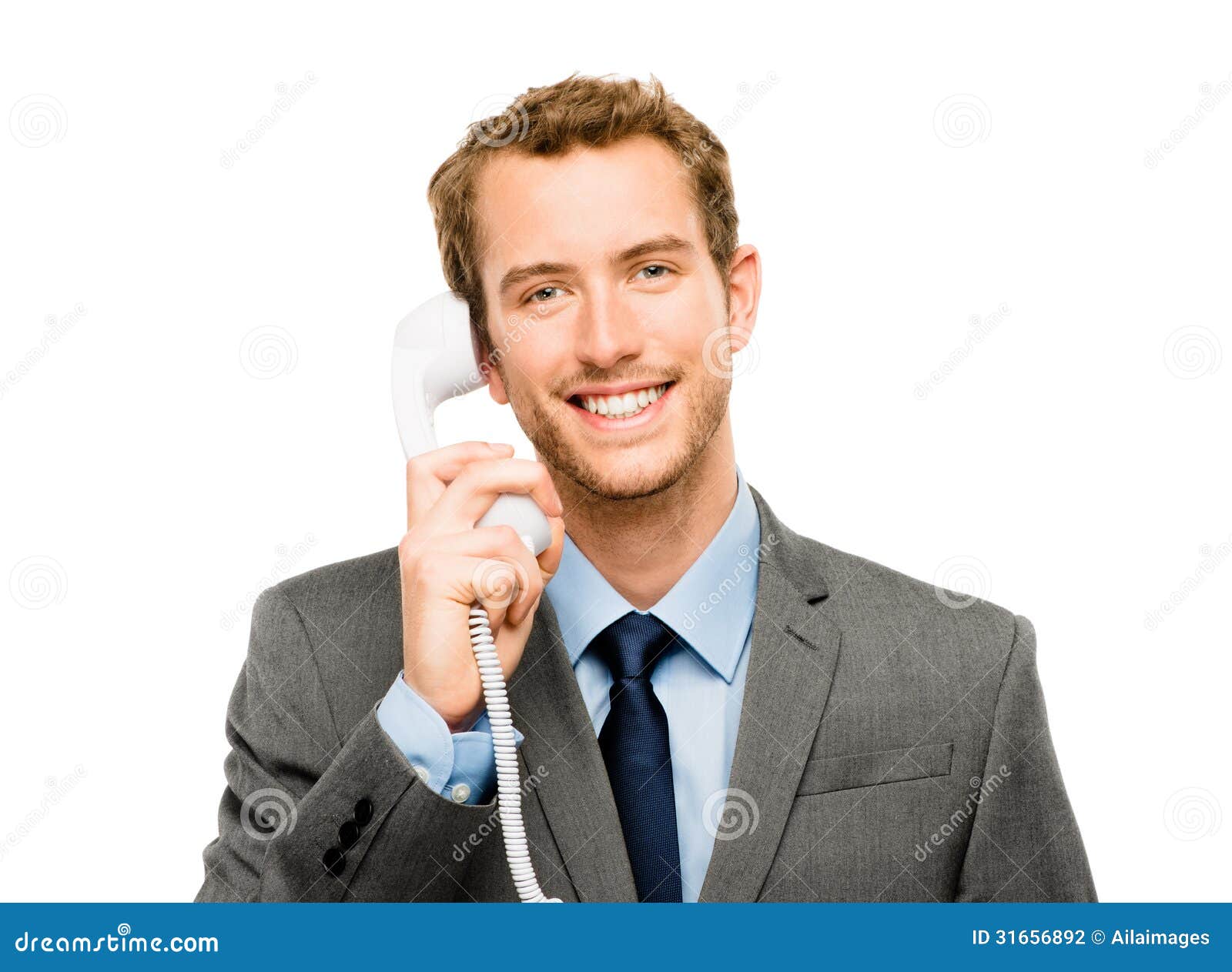 Customer Service Agent Holding Phone White Background Stock Photo ...