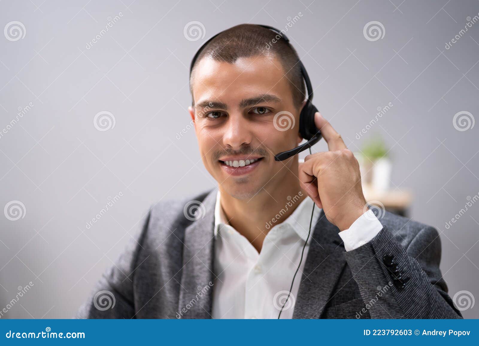 Customer Service Agent Man stock image. Image of latino - 223792603