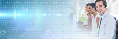 Customer Service Assistants with Headsets with Technology Interface ...